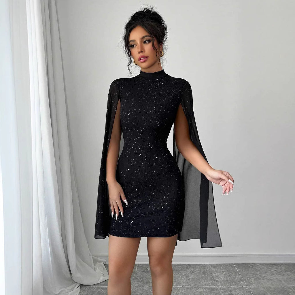 Women's Sexy Elegant Evening Party Dresses Round Neck Pit Stripe Pearl ...